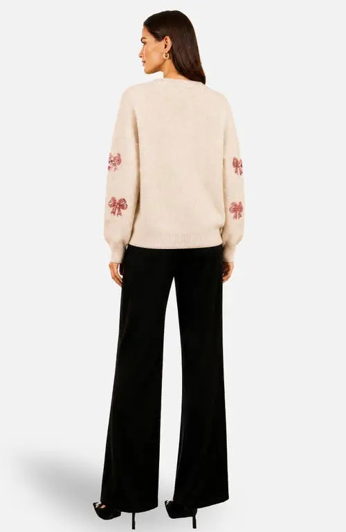 YUMI Relaxed Knit Sequin Bow Jumper
