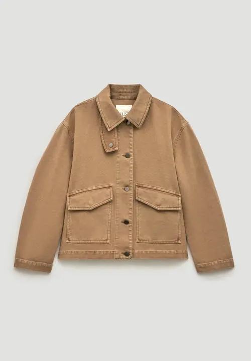 HUSH Elara Washed Funnel Neck Utility Jacket
