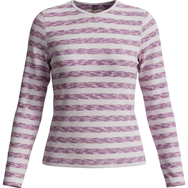 24/7 Striped V-neck Long Sleeve Tee95% Polyester - Dark Pink
