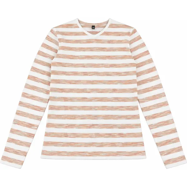 24/7 Striped V-neck Long Sleeve Tee95% Polyester - Rust