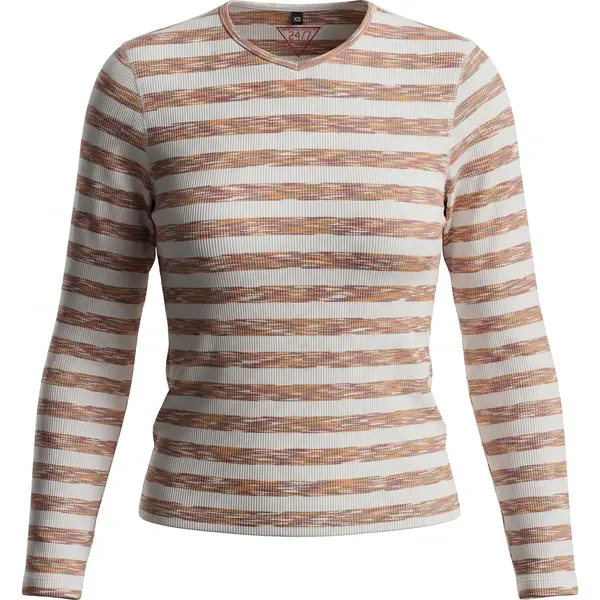 24/7 Striped V-neck Long Sleeve Tee95% Polyester - Wine