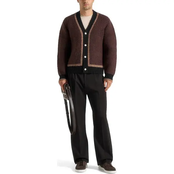 Manière De Voir Elon Wool Knit Contrast Cardigan - Brown