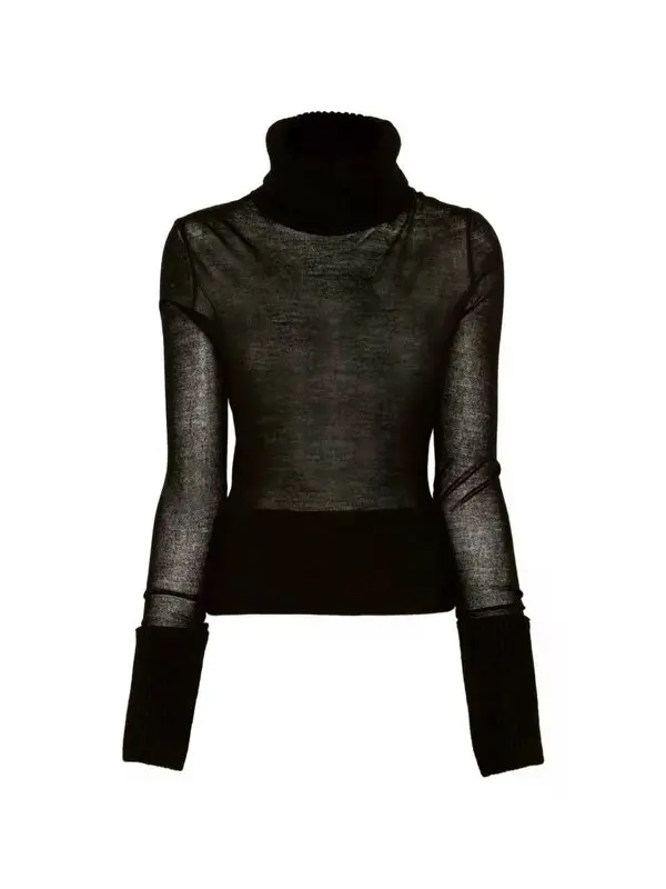 Our Legacy Sheer Finish Ribbed-knit Turtleneck Top - Black