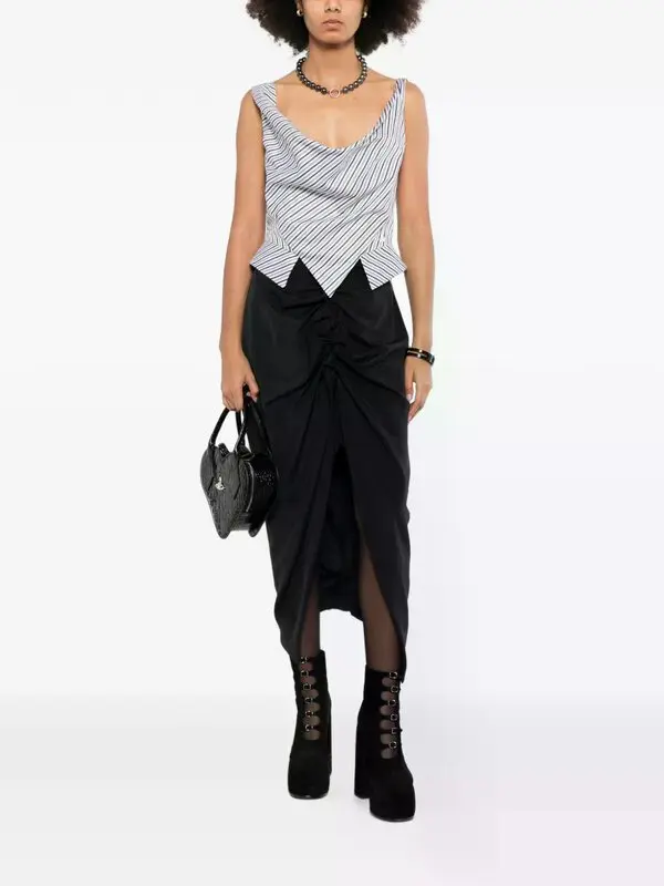 VIVIENNE WESTWOOD Stripe-print Draped Top - White