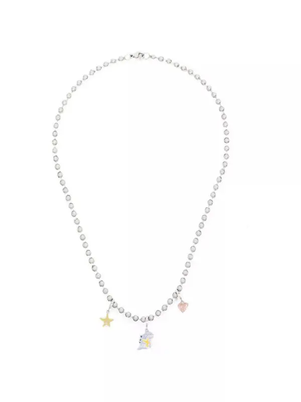 AGNES B. Tone Charm Detail Necklace - Silver
