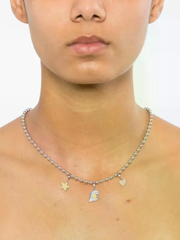 AGNES B. Tone Charm Detail Necklace