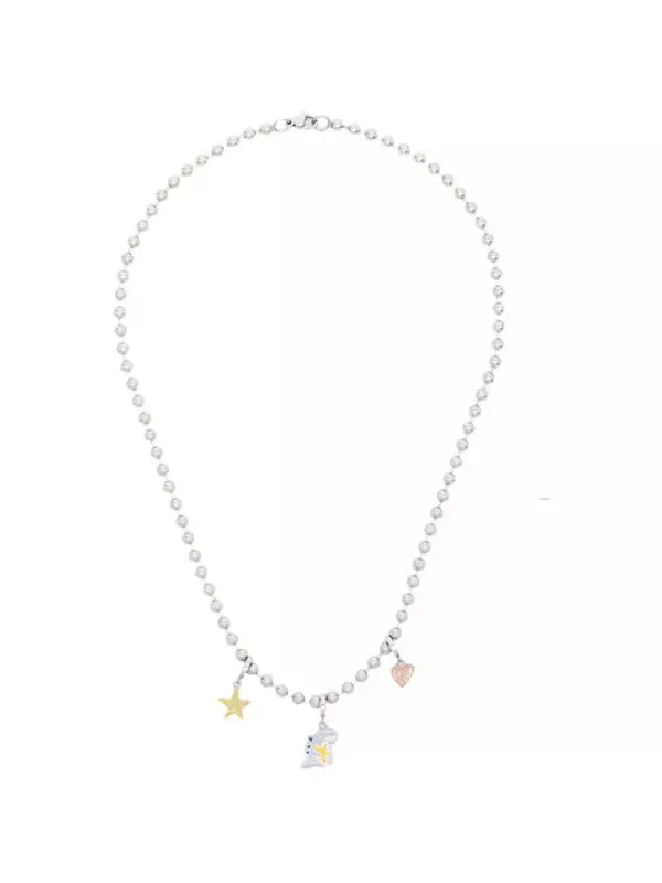AGNES B. Tone Charm Detail Necklace - Silver