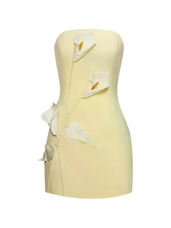 Jw Pei Floral Strapless Dress - Neutrals