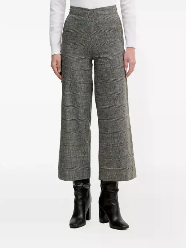 BENETTON Plaid Wide Leg Cropped Trousers