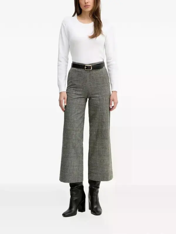 BENETTON Plaid Wide Leg Cropped Trousers