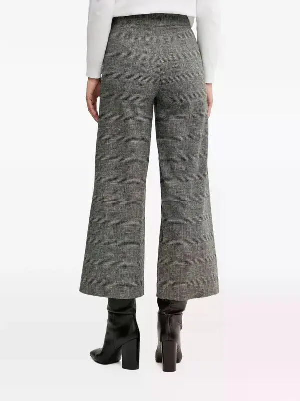 BENETTON Plaid Wide Leg Cropped Trousers