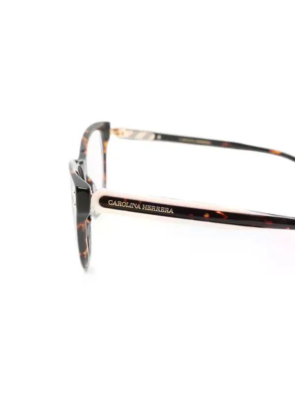Carolina Herrera Tortoiseshell-effect Cat-eye Frame Glasses