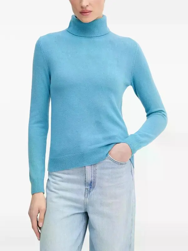 BENETTON Long Sleeve Turtleneck Sweater - Blue