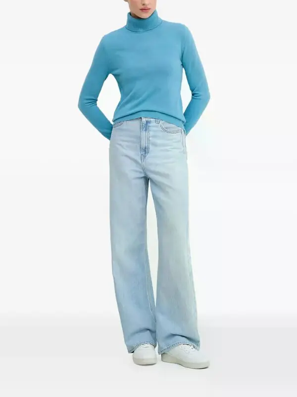 BENETTON Long Sleeve Turtleneck Sweater - Blue