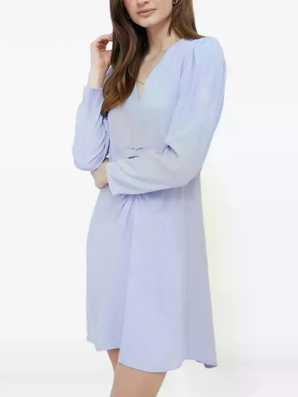 BENETTON V-neck Mini Dress With Long Sleeves And Ruched Detail