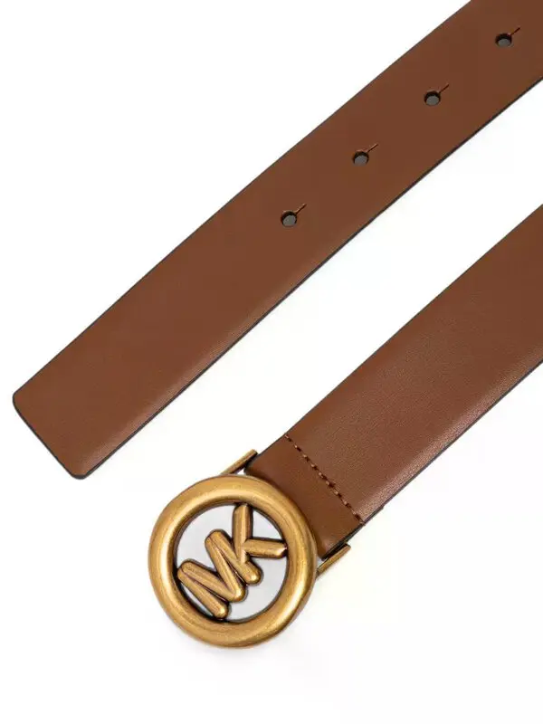Michael Kors Mk Logo-plaque Belt - Brown
