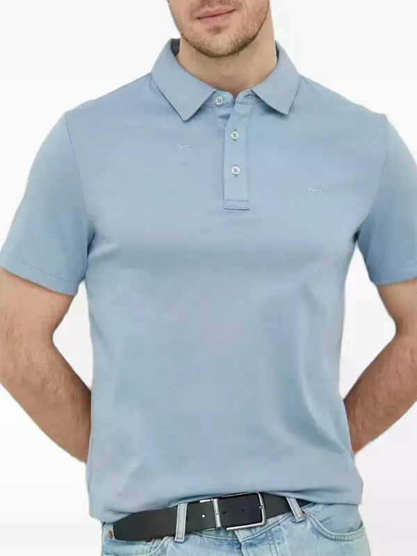 Michael Kors Embroidered Logo Cotton Polo Shirt - Blue