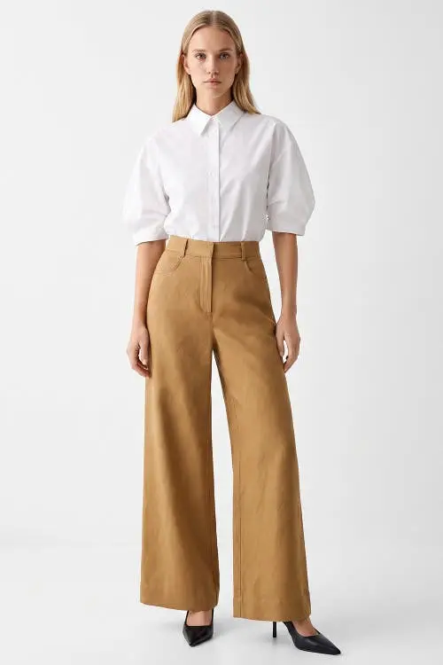 EXQUISE Sienna High Waisted Wide Leg Linen Pants