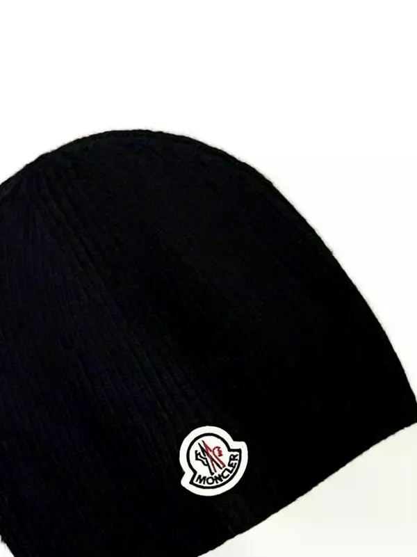 Moncler Logo-patch Ribbed-knit Beanie Hat
