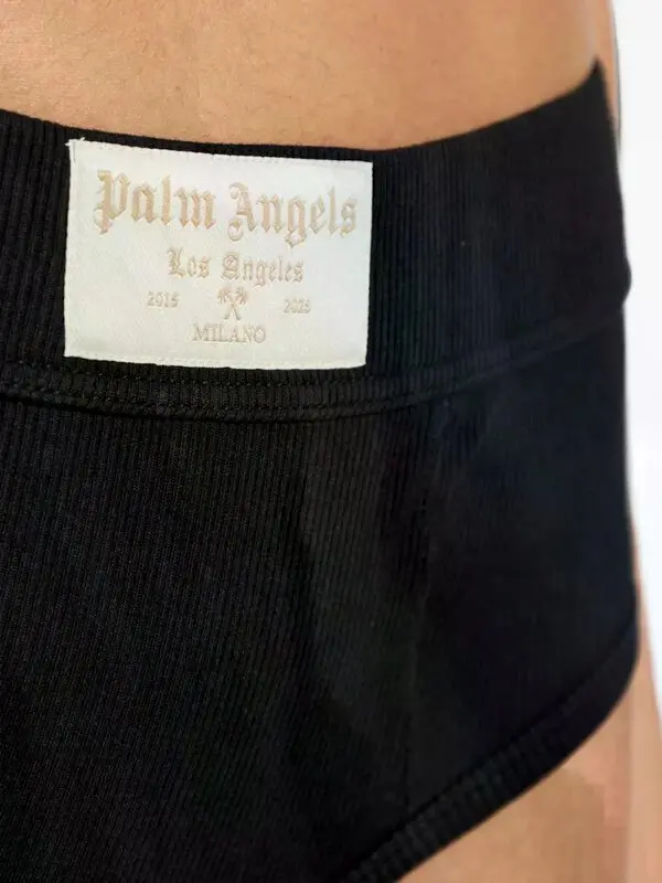 Palm Angels Ribbed Logo-patch Thongs - Black
