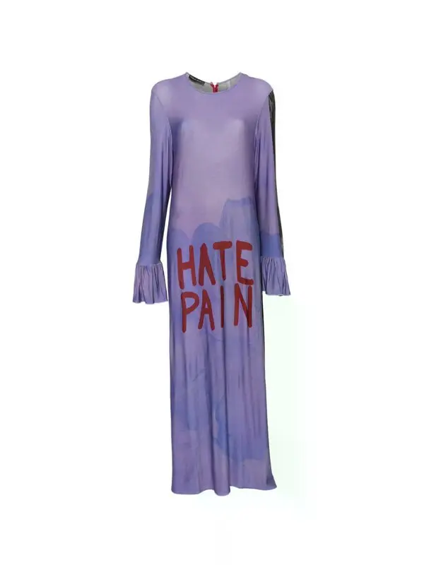 BARBARA BOLOGNA Floral-print Ruffled-cuff Maxi Dress - Purple