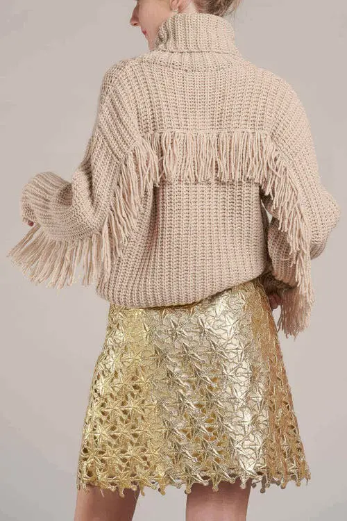 MAISON COMMON Fringed Turtle Neck Pullover