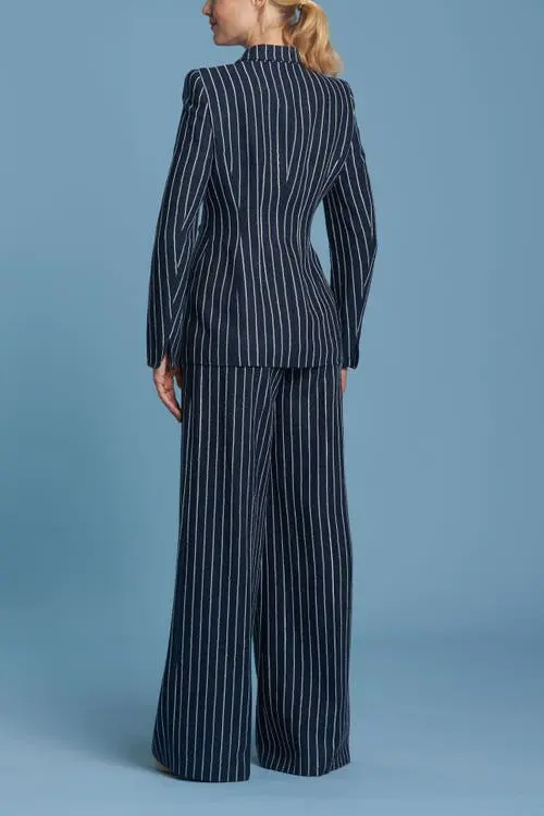MAISON COMMON Wide-leg Pinstripe Sequin Trousers