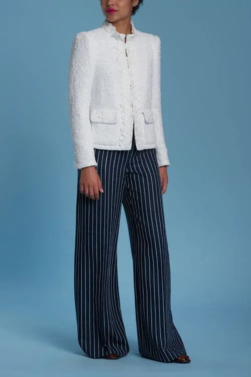MAISON COMMON Wide-leg Pinstripe Sequin Trousers
