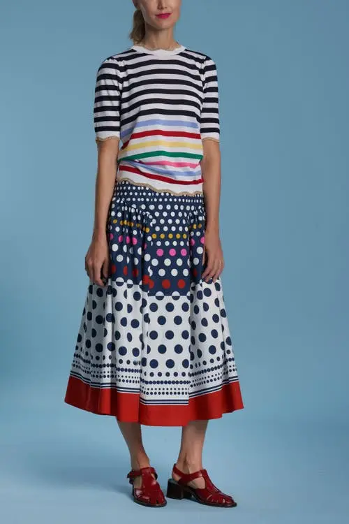 MAISON COMMON Printed Cotton Midi Skirt