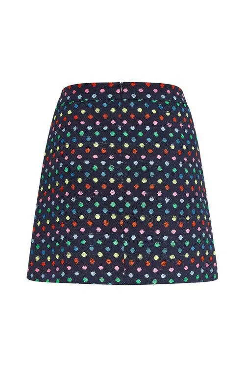 MAISON COMMON Dotted Tweed Short Skirt - Blue/multicolour