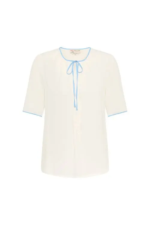 MAISON COMMON Half Sleeve Top With Bow Tie Detail