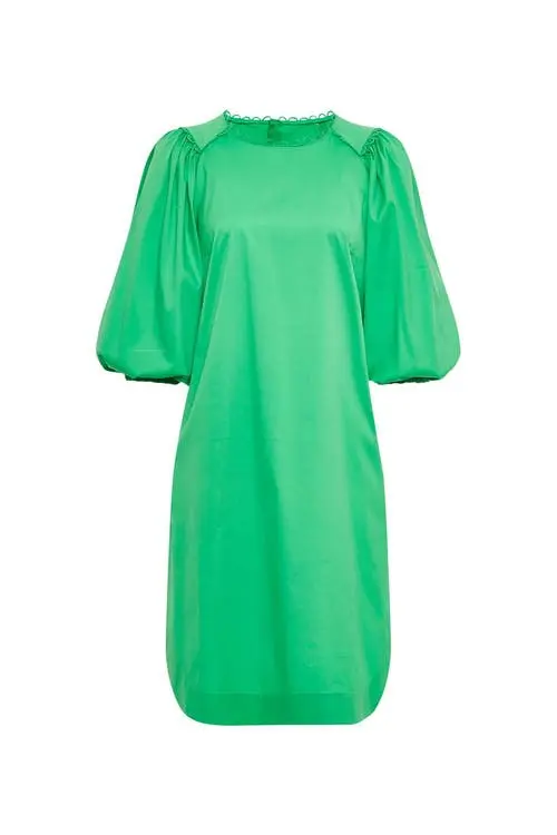 MAISON COMMON A-line Balloon Sleeve Dress With Ribbon Details - Green
