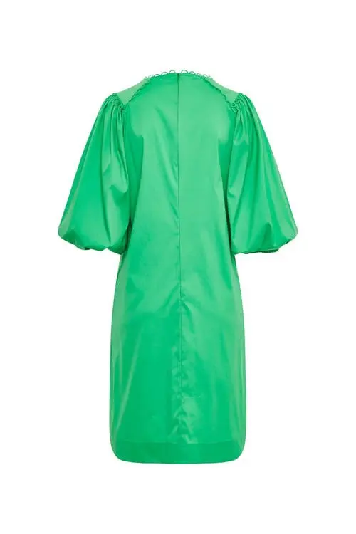 MAISON COMMON A-line Balloon Sleeve Dress With Ribbon Details - Green