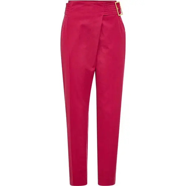 MAISON COMMON Overlay Detail Belted Straight-leg Pants - Pink