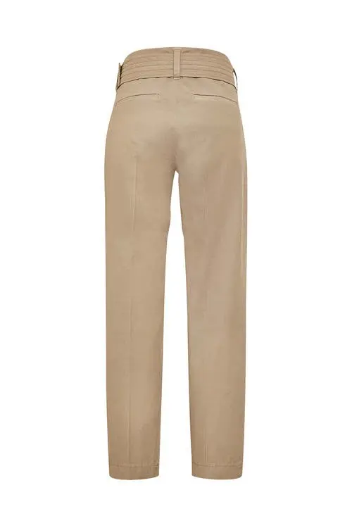 MAISON COMMON Overlay Detail Belted Straight-leg Pants - Stone