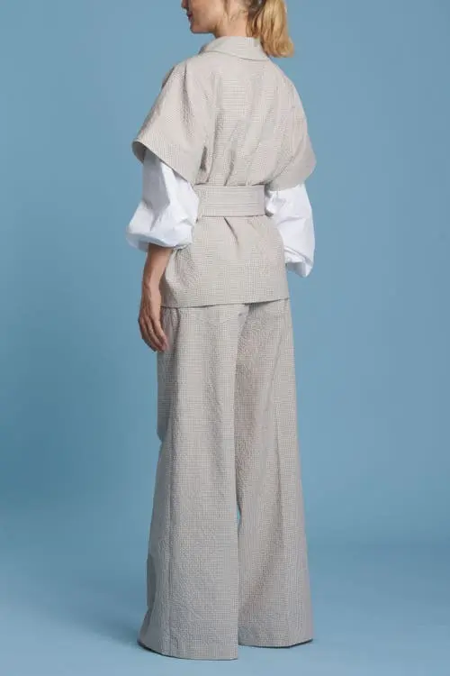 MAISON COMMON Wide Leg Vichy Trousers
