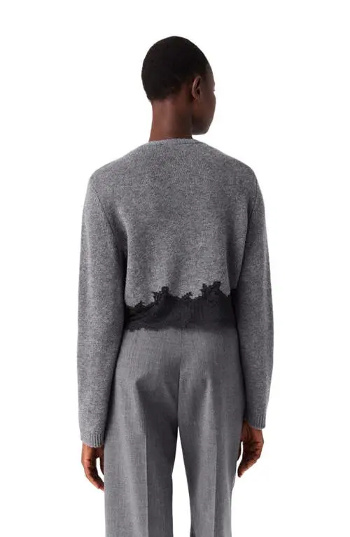 Maje Twinset With Lace Trim