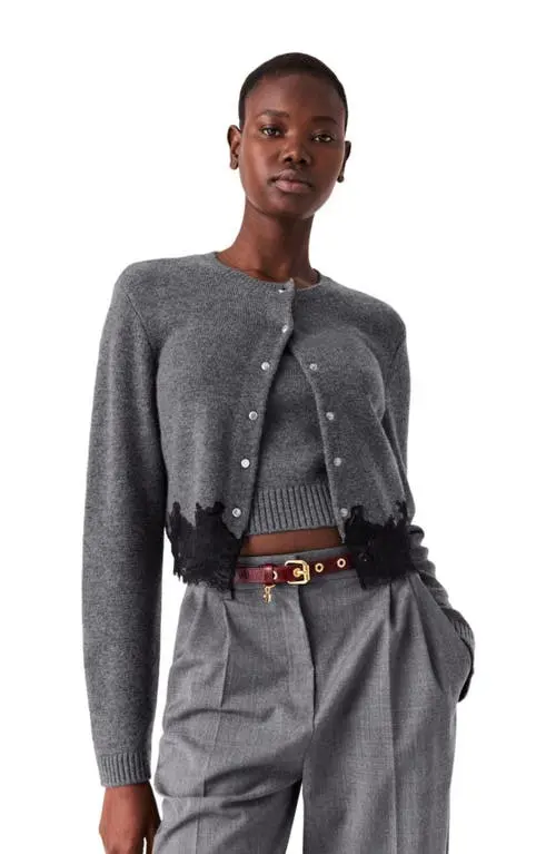 Maje Twinset With Lace Trim