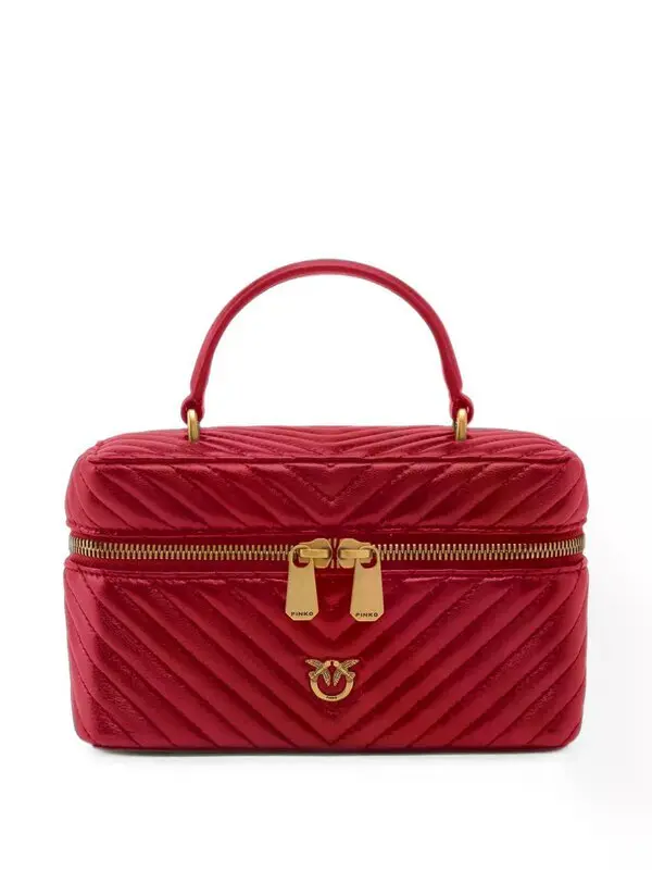 Pinko Small Beauty Case With Shoulder Strap Chevron Nappa - Red