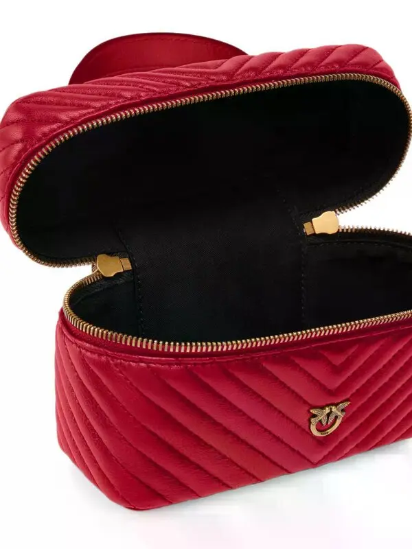 Pinko Small Beauty Case With Shoulder Strap Chevron Nappa