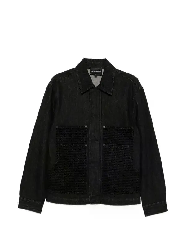 Emporio Armani Logo-pattern Denim Jacket - Black