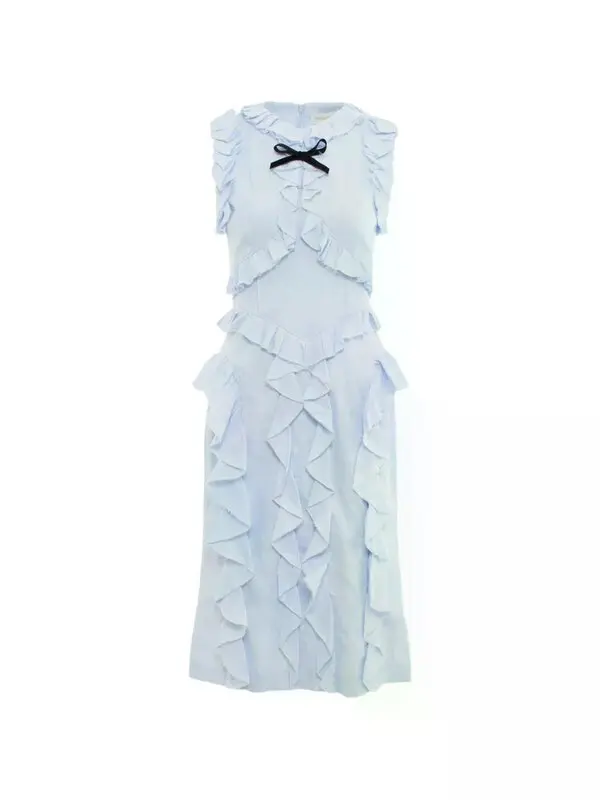 SHUSHU/TONG Ruffle-trim Sleeveless Midi Dress - Blue