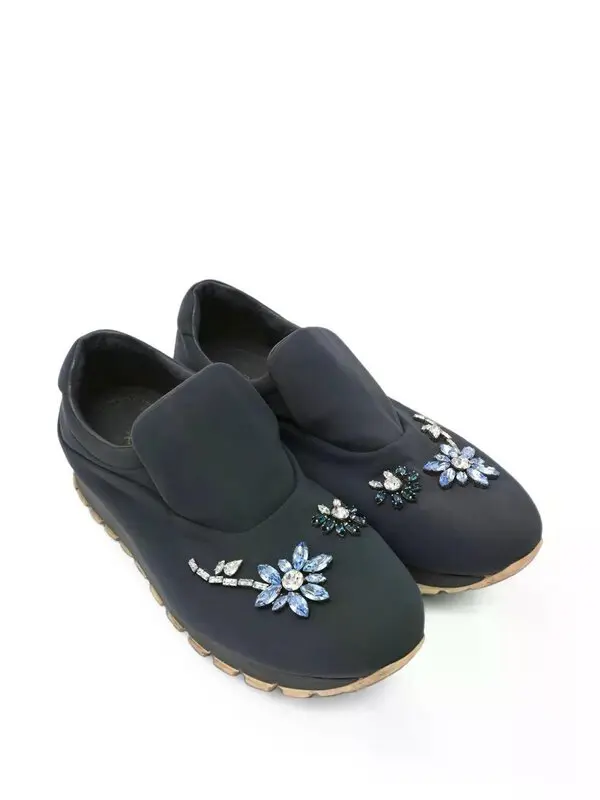 Prada Flower Crystal-embellished Slip-on Sneakers