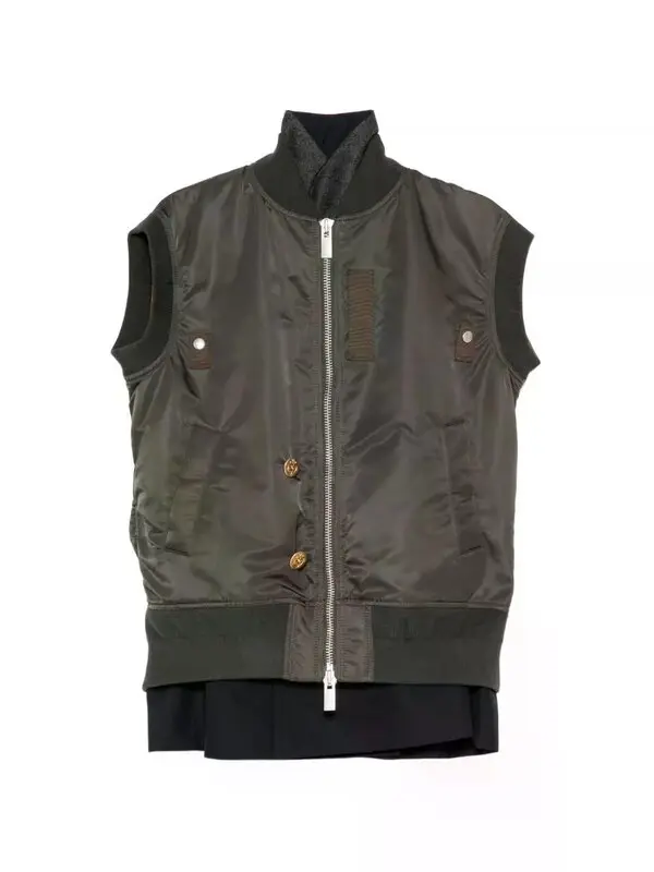 Sacai Layered Bomber Gilet - Green