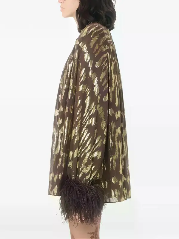 Valentino Garavani Gattocivetta Fauve Éclat Lurex Jacquard Shirt - Brown