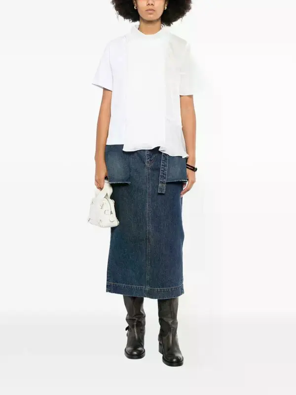 Sacai Peplum-detail Denim Skirt - Blue