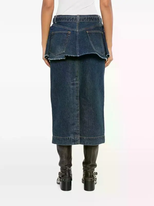 Sacai Peplum-detail Denim Skirt