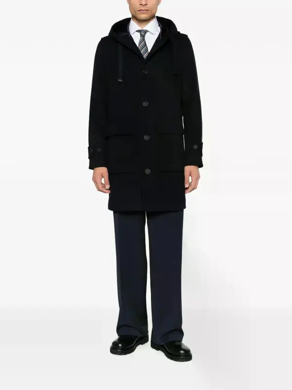 MANUEL RITZ Hooded Button-up Coat - Blue