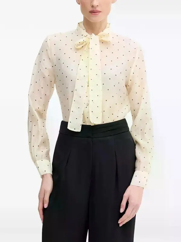 BENETTON Tie-neck Polka Dot Shirt