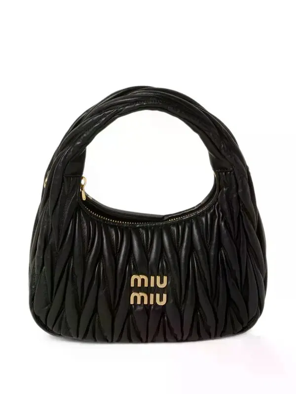 Miu Miu Wander Matelassé Nappa Leather Shoulder Bag - Black